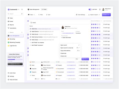 Customergo Ui Kit Crm Dashboard Search And Table View Flow By Robbi Darwis For Flow Forge On