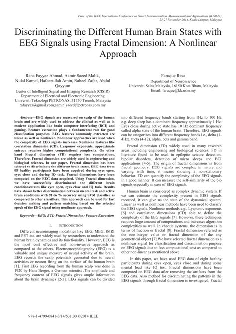 Pdf Discriminating The Different Human Brain States With Eeg Signals Using Fractal Dimension