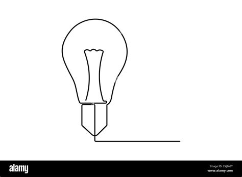 Light Bulb Continuous One Line Drawing Of Bulb Isolated Outline Vector