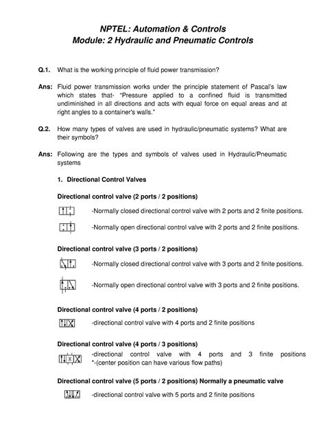 Faq Of Module NPTEL Automation Controls Module Hydraulic And Pneumatic Controls Q