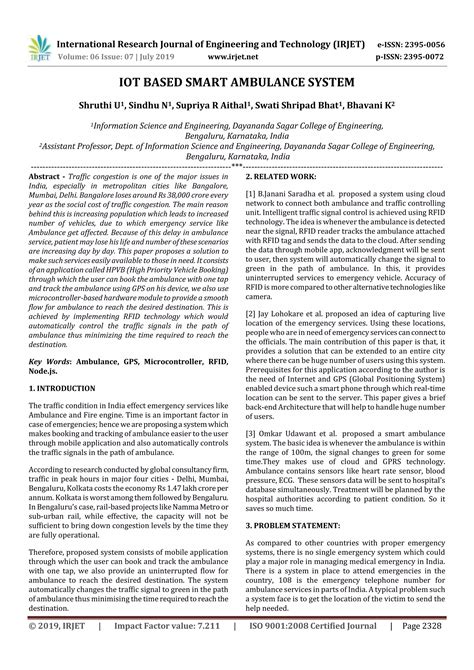 Irjet Iot Based Smart Ambulance System Pdf