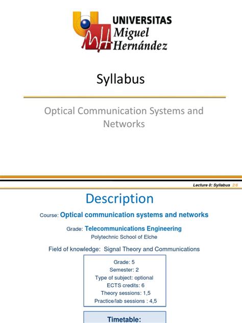 Syllabus Optical Communication Systems And Networks Pdf Telecommunication Multiplexing