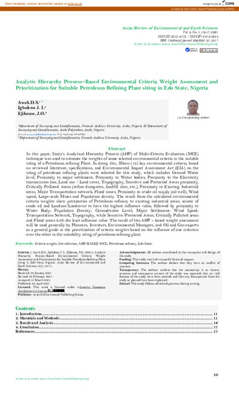 pdf analytic hierarchy process based environmental criteria weight