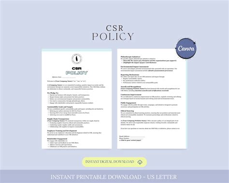 Csr Statement Corporate Social Responsibility Company Policy Template Corporate Responsibility