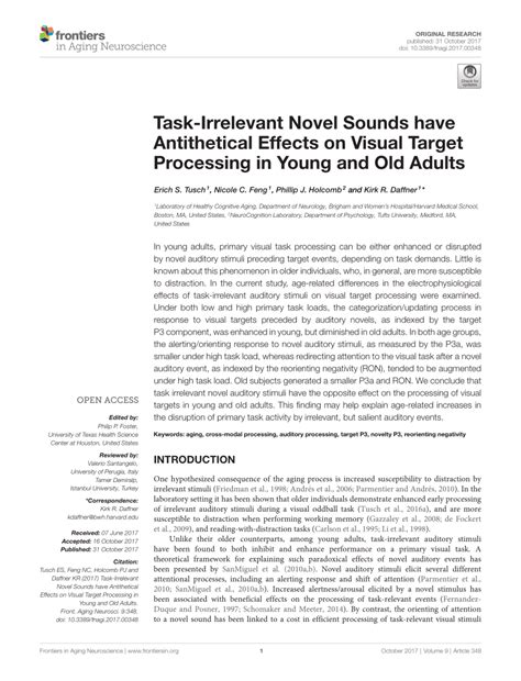 Pdf Task Irrelevant Novel Sounds Have Antithetical Effects On Visual Target Processing In