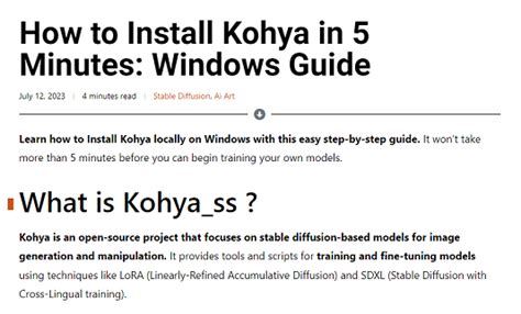 How To Install Kohya In Minutes Windows Guide