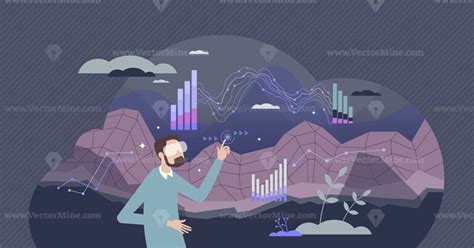 data visualization with futuristic or responsive diagrams tiny person concept vectormine