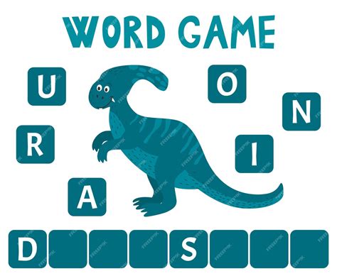 Premium Vector Spelling Word Scrable Game With Word Dinosaur