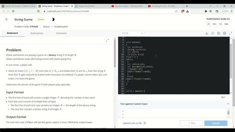String Game Solution In C Codechef Solution Today Comments Youtube