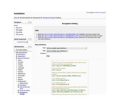 Behat Integration Moodledocs