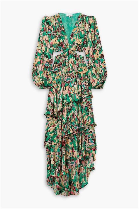 Alc 컷아웃 And 러플 디테일 플로럴 프린트 실크 맥시 드레스 최대 70 세일 The Outnet