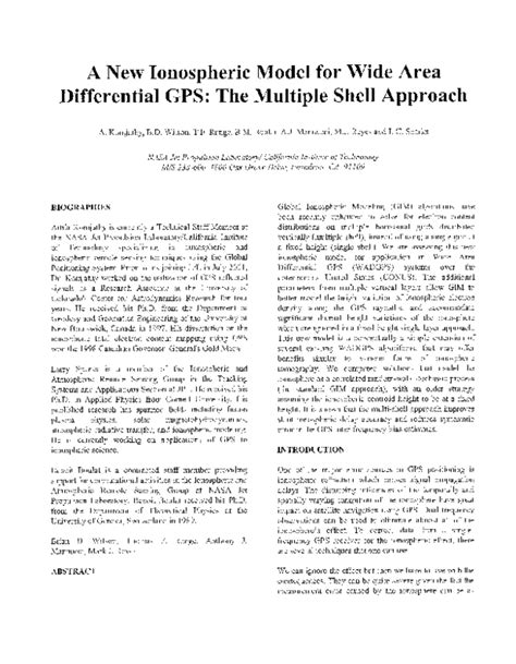 Pdf A New Ionospheric Model For Wide Area Differential Gps The