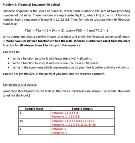 Get Answer Problem 3 Fibonacci Sequence 40 Points Fibonacci