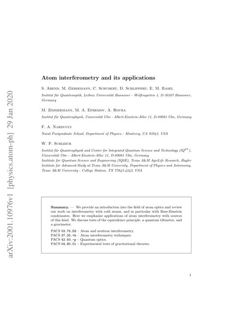 Pdf Atom Interferometry And Its Applications
