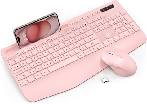 Wireless Keyboard And Mouse Combo Full Sized Ergonomic Keyboard With Wrist Rest