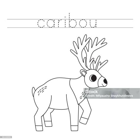 글자를 따라 만화 순록을 색칠하세요 아이들을 위한 손글씨 연습 유치원에 대한 스톡 벡터 아트 및 기타 이미지 유치원 크리스마스 활동 Istock