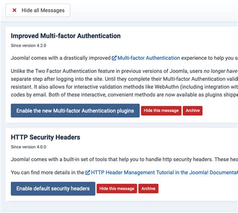 [j4 2 5] improve joomla 4 postinstall messages · issue 39362 · joomla joomla cms · github