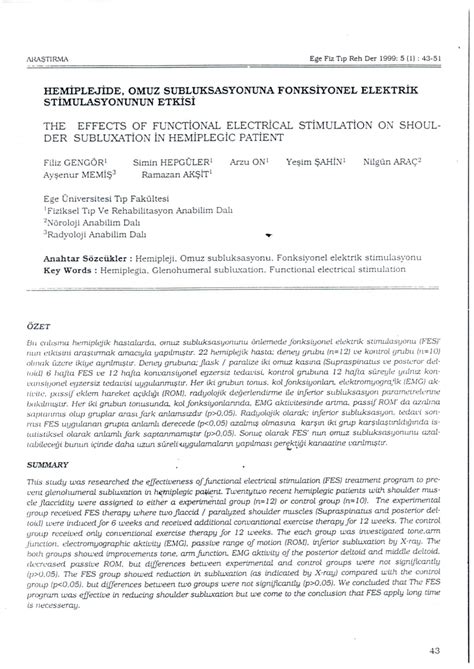 Pdf Effects Of Functional Electrical Stimulation On Shoulder Subluxation In Hemiplegic Patients