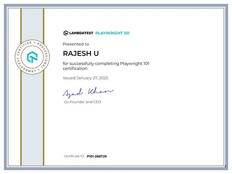 Playwright Automationtesting Certification Careergrowth Lambdatest… Rajesh U