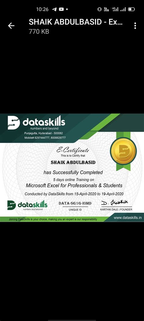 Microsoft Dataskills Training Certificate Abdulbasid Shaik