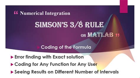 Simpsons 38 Rule On Matlab Numerical Integration Error With Exact Sol For Any Function