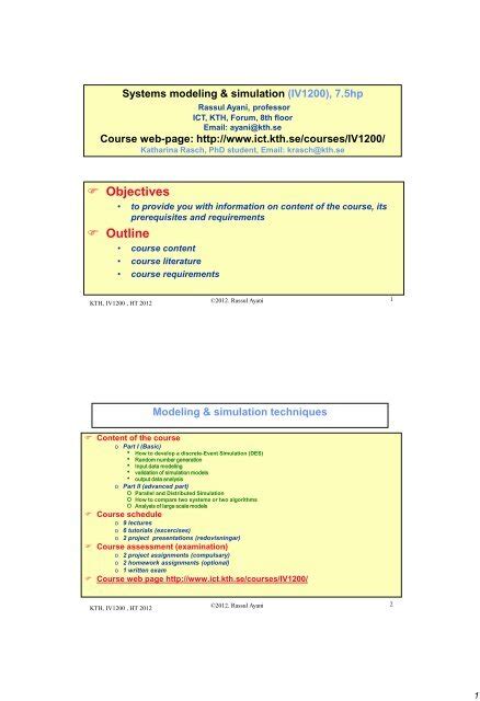 Parallel And Distributed Simulation Pads Dis And The Hla Kth