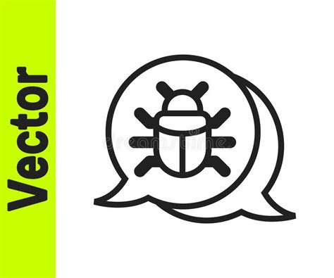 Black Line System Bug Concept Icon Isolated On White Background Code Bug Concept Bug In The