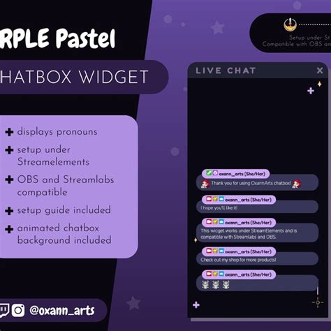 Purple Twitch Chat Overlay Etsy Australia