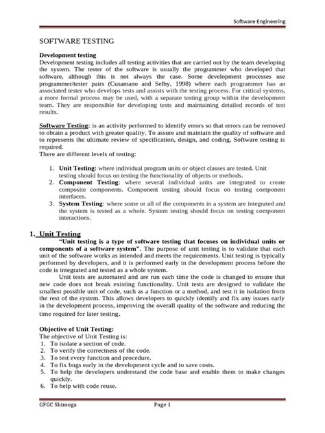 Unit5 Testing Of Software Engineering Pdf Software Testing Unit