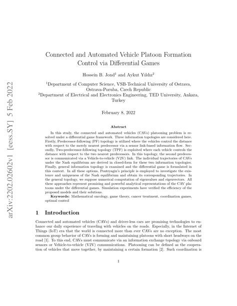 Pdf Connected And Automated Vehicle Platoon Formation Control Via Differential Games
