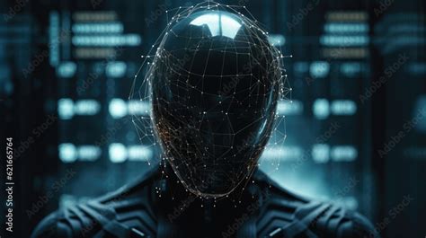 Robot Rendering Graphic Of Cyber Robotics Interfacing With Web Artificial Intelligence Concept