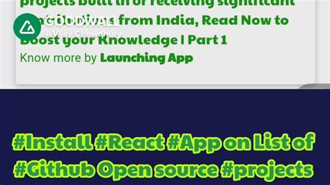 Vijay Chowdhurys Post On Goodwall Install React App On List Of