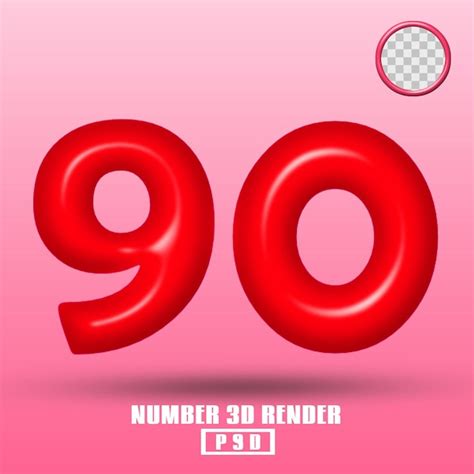 Premium Psd 3d Render Number 90 Red Color