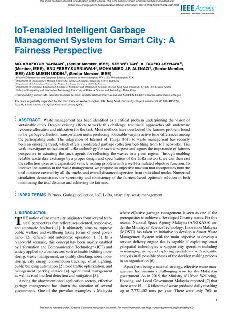 PDF IoT Enabled Intelligent Garbage Management System For Smart City A Fairness Perspective