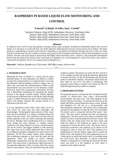 Pdf Raspberry Pi Based Liquid Flow Monitoring Ijret2014v03i07