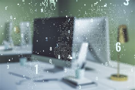 Premium Photo Abstract Creative Coding Illustration With World Map On Modern Computer