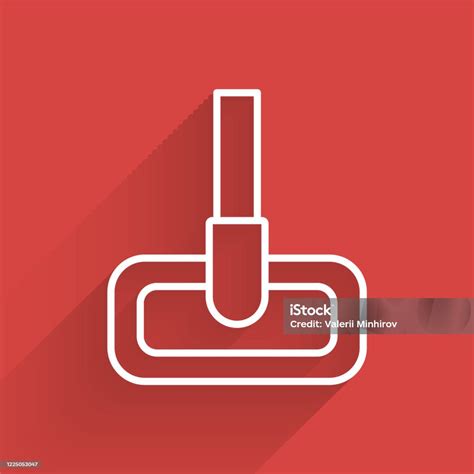 긴 그림자로 격리 된 흰색 선 걸레 아이콘입니다 청소 서비스 개념입니다 벡터 일러스트레이션 가사 집안일에 대한 스톡 벡터 아트 및 기타 이미지 Istock