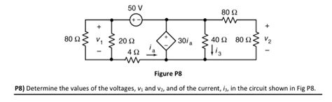solved determine the values of the voltages v1 and v2 and