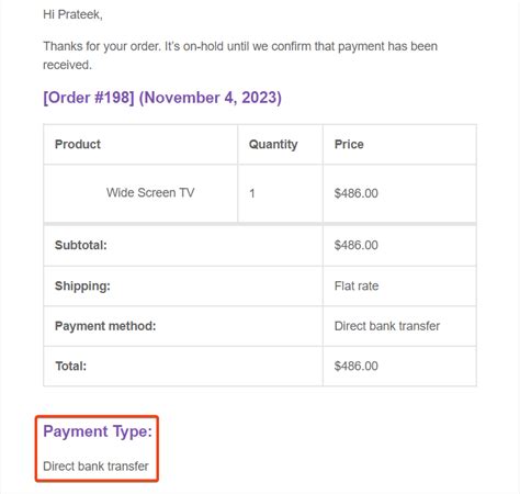 How To Display Payment Method In Customer Invoice Mail