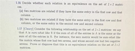 solved 1 16 decide whether each relation is an equivalence