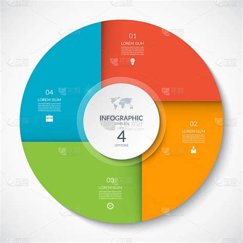圆形图表用于信息图。矢量图与4个选项。可用于图形，演示，报告，步骤选项，网页设计。素材 花瓣网