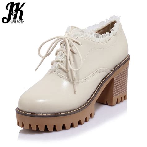 Jk pu 하이힐 여성 펌프 라운드 발가락 크로스 묶인 신발 메쉬 pleated 여성 신발 캐주얼 플랫폼 신발 여성 봄 여성용 펌프 AliExpress