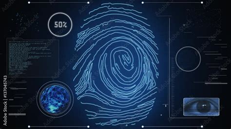 Identity Scan Access Permitted Futuristic Fingerprint And Iris Recognition Stock Video Adobe