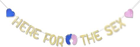 Yesswl Here For The Sex Banner Gold Glitter Gender Reveal