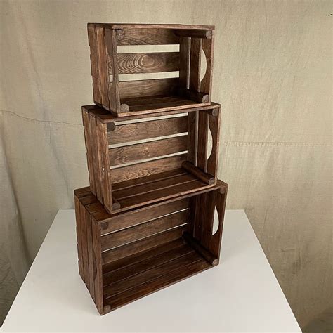 Set Of 3 Stacking Display Wooden Crates Zapprops