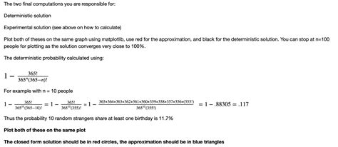 Solved I Need Help Solving The Birthday Paradox Using