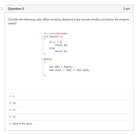 Solved Question Pts A Declaration Of A Variable Inside A Chegg