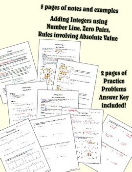 Integer Operations Bundle Task Cards Notes Examples Matching Activity
