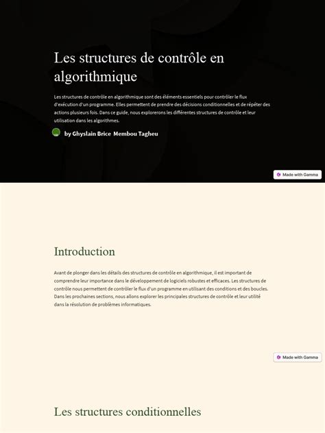 Les Structures De Controle En Algorithmique Pdf Structure De