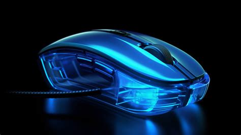 Blue Computer Mouse Hovering Against A Dark Background Picture 3d Blue